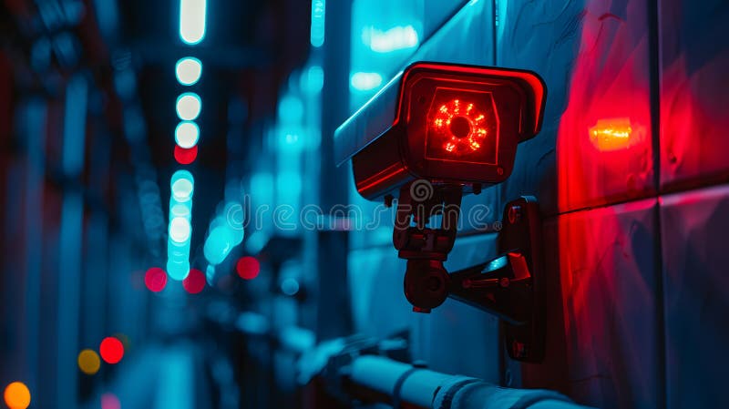 Glowing AI-powered Security System with Real-time. Stock Illustration ...