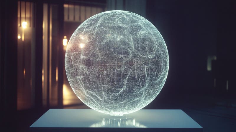 Glowing AI Sphere Representing Human Behavior Prediction, Showcasing Intricate Patterns and ...