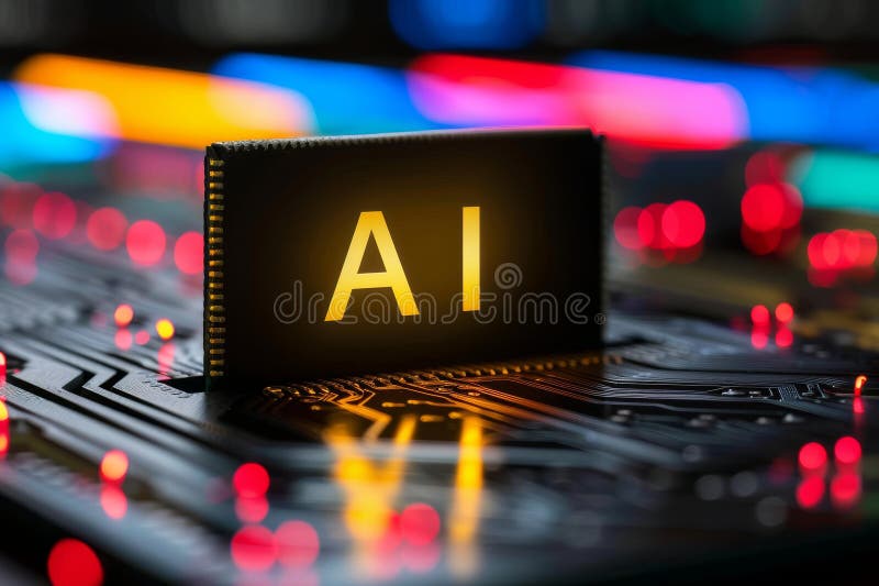 Glowing AI Symbol on a Microchip, Illustrating the Presence of ... Glowing AI Symbol on a Microchip, Illustrating the Presence of ...