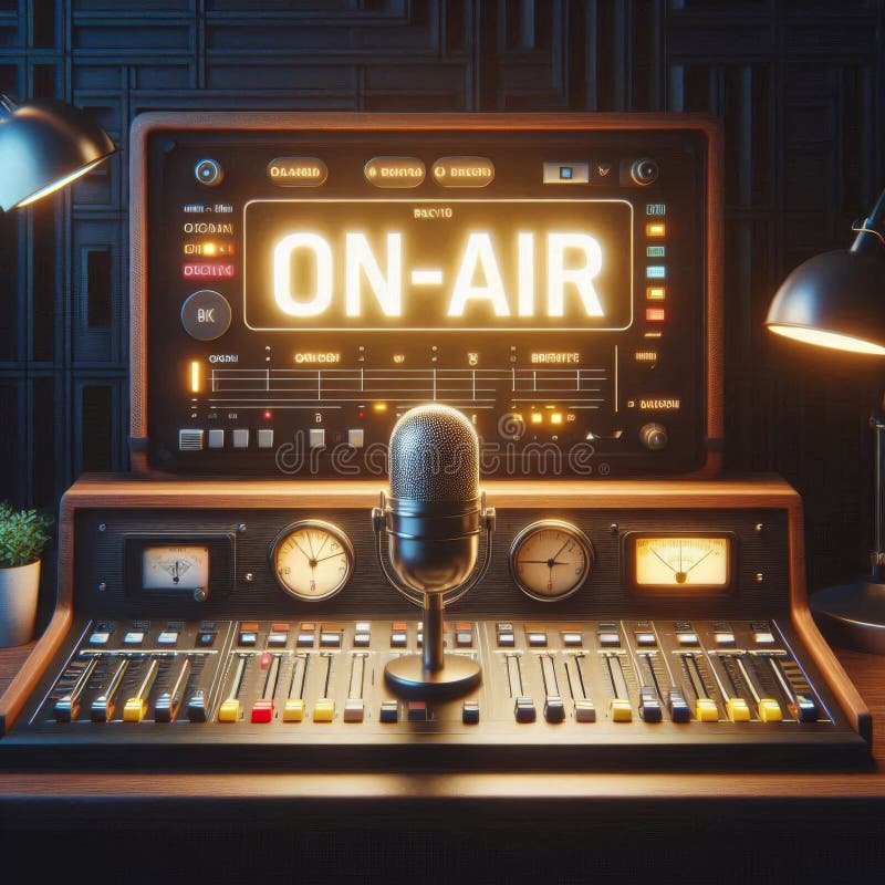 Glowing on Air Sign Illuminating the Radio Studio Broadcast Panel Stock ...