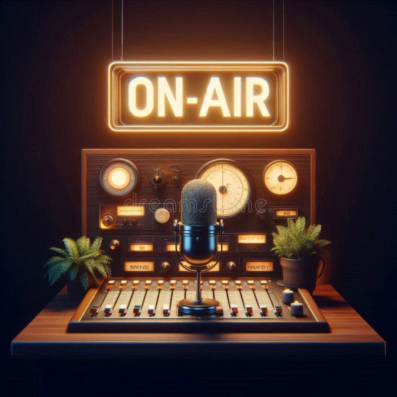 Glowing on Air Sign Illuminating the Radio Studio Broadcast Panel Stock ...