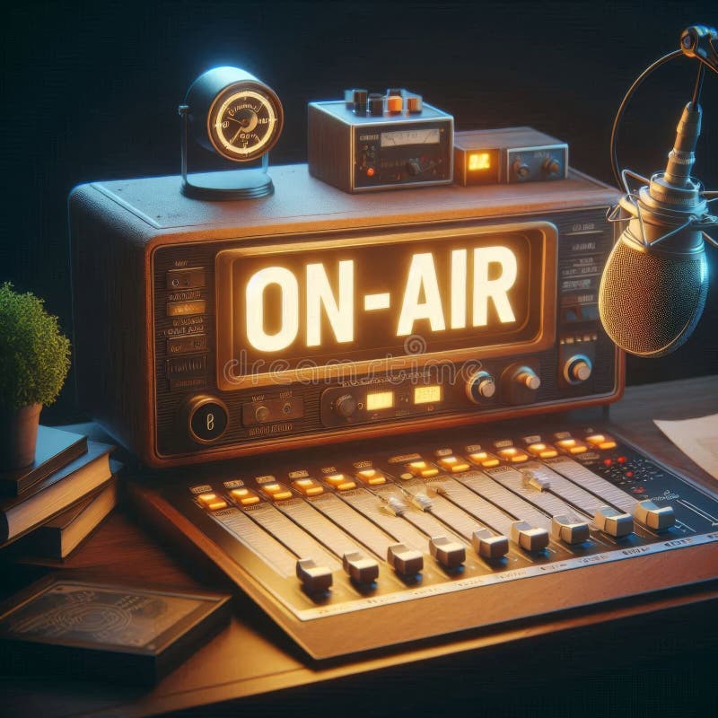 Glowing on Air Sign Illuminating the Radio Studio Broadcast Panel Stock ...