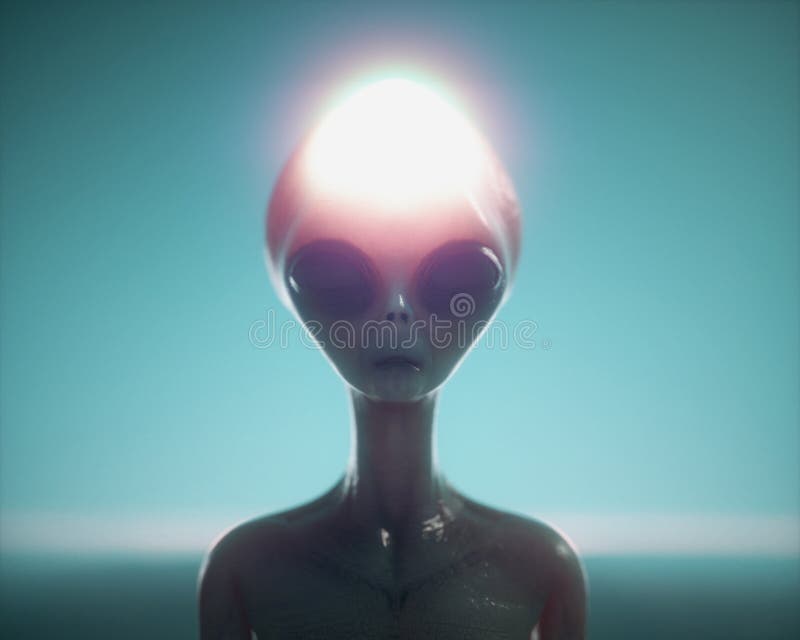 Glowing Alien Head. Unknown and Ufo Concept Stock Illustration ...