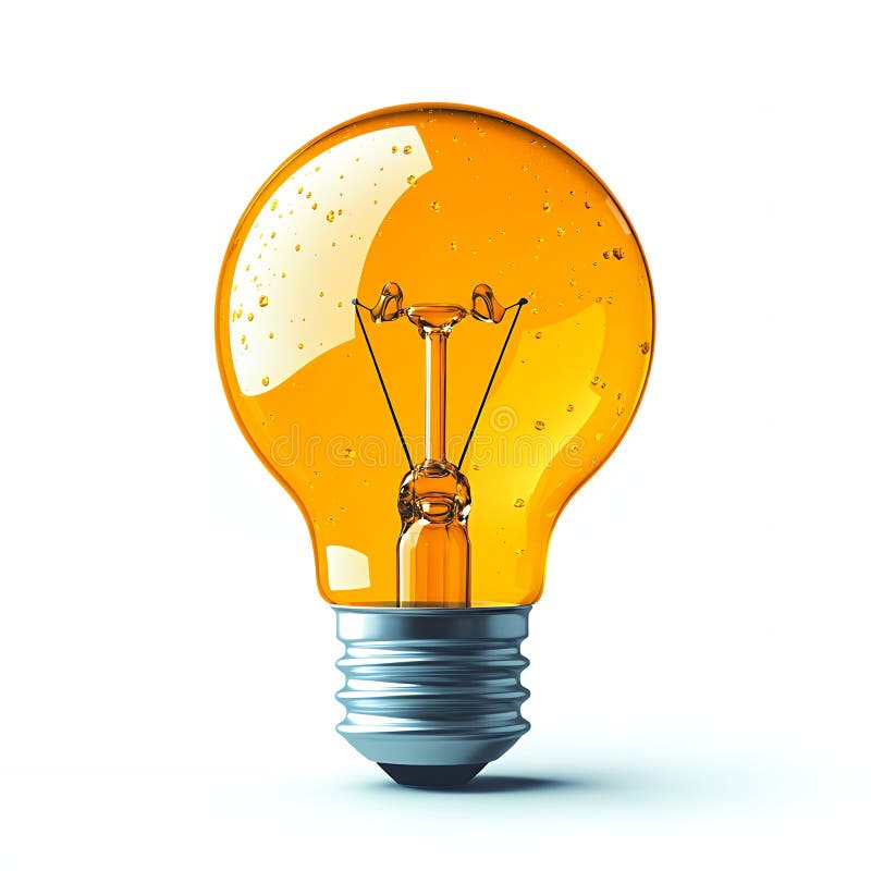 Glowing Amber Light Bulb Idea Concept Illumination Electricity Stock ...