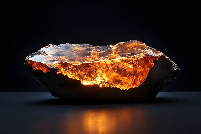 Glowing Amber Rock 3D Render, Abstract Background Image Stock ...