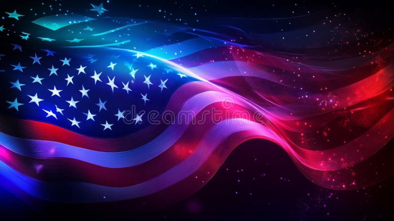 Glowing American Flag Abstract Design Stock Illustration - Illustration ...
