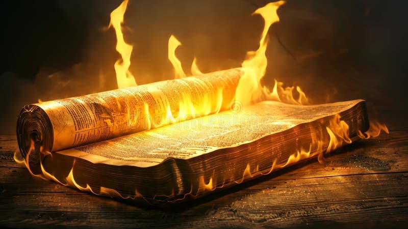 Glowing Ancient Scroll Burning in Flames during a Mysterious Ritual at ...