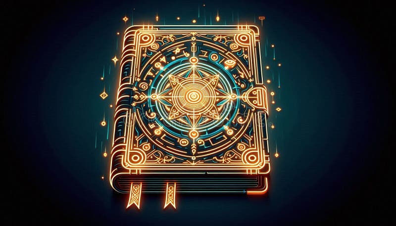 Glowing Ancient Spell Book, Minimalist Illustration Stock Illustration ...