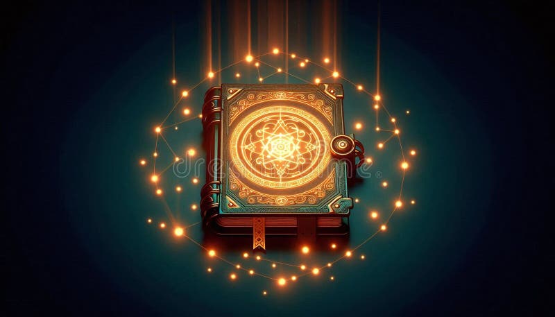 Glowing Ancient Spell Book, Minimalist Illustration Stock Illustration ...