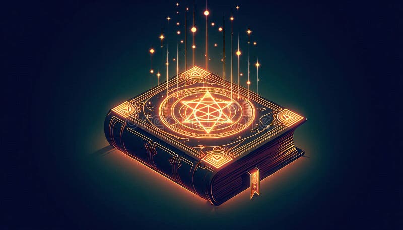Glowing Ancient Spell Book, Minimalist Illustration Stock Illustration ...
