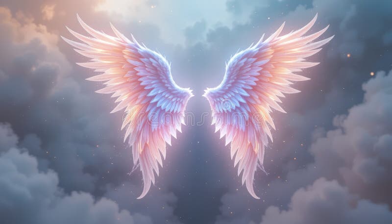 Glowing Angel Wings Floating Dreamy Sky Stock Photos - Free & Royalty ...
