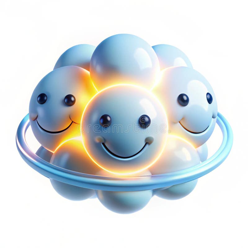 Glowing Animated Cloud with Rotating Smiley Faces Stock Illustration ...