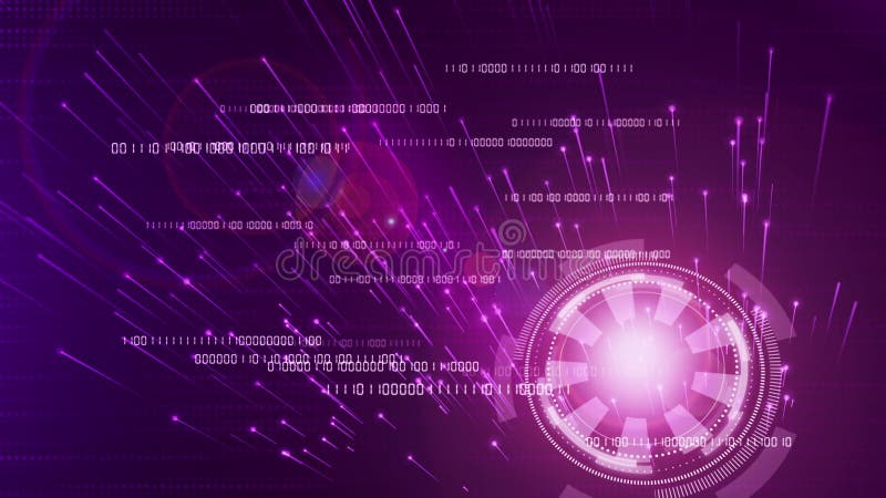 Glowing Animated HUD Element Emitting Bright Rays. Movement of Digits of Computer Binary Code ...