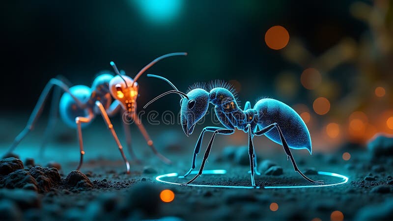 Glowing Ant in a Digital World. Stock Illustration - Illustration of ...