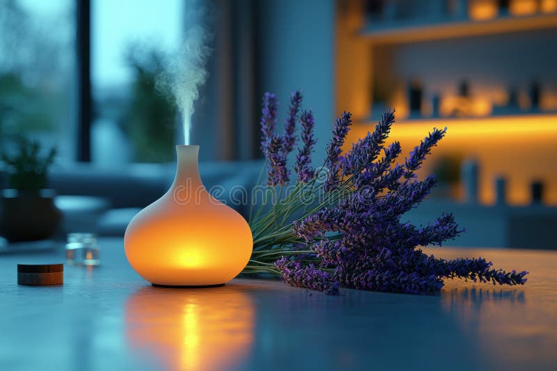 Aromatherapy Diffuser on Table with Warm Sunlight in Cozy Room, AI ...
