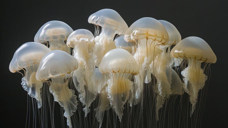 A Glowing Arrangement of Translucent Jellyfish Shells Styled in a ...