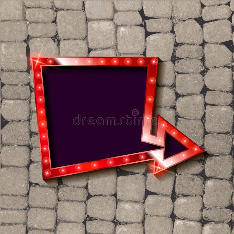 Glowing arrow with lamps stock illustration. Illustration of decoration ...
