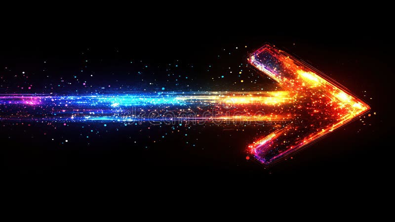 Glowing Arrow of Light Particles Moving Fast Stock Illustration ...