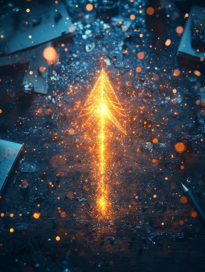 Glowing Arrow Made Sparkles Pointing Upward Stock Photos - Free ...