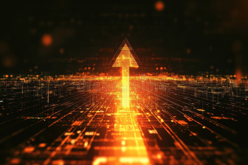 Glowing Arrow Pointing Upwards Cityscape Stock Photos - Free & Royalty ...