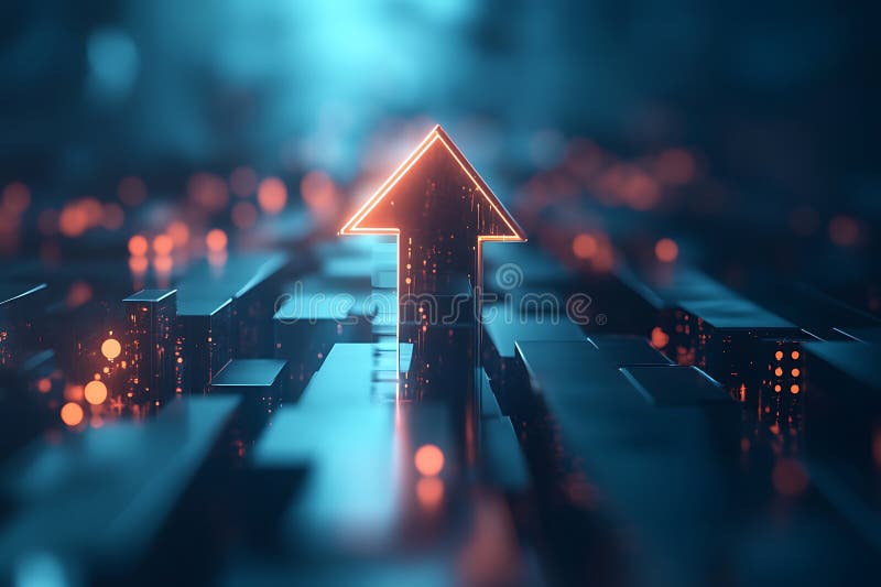 Glowing Arrow of Progress stock illustration. Illustration of ...