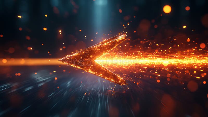 Glowing Arrow Speeding with Light Rays Illustrating Forward Progress ...