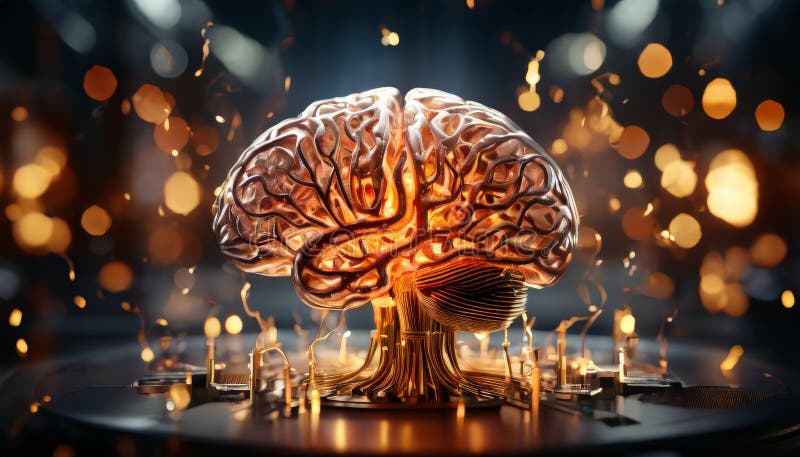 Glowing Artificial Intelligence Brain Concept Stock Photo - Image of ...