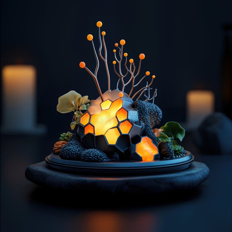 A Glowing Artistic Composition Featuring a Honeycomb Design with ...