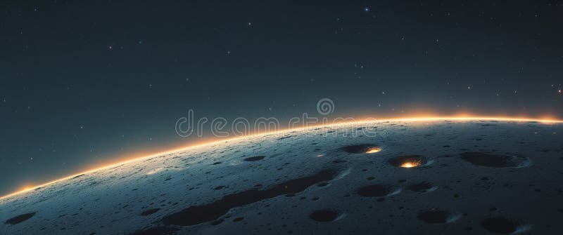 Glowing Asteroid Surface in Cosmic Space Stock Photo - Image of ...
