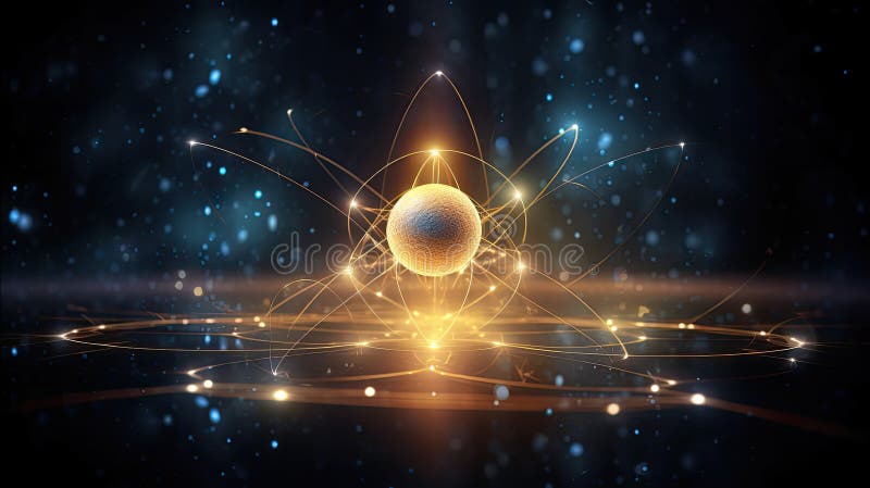 Glowing atom graphic stock illustration. Illustration of electron ...