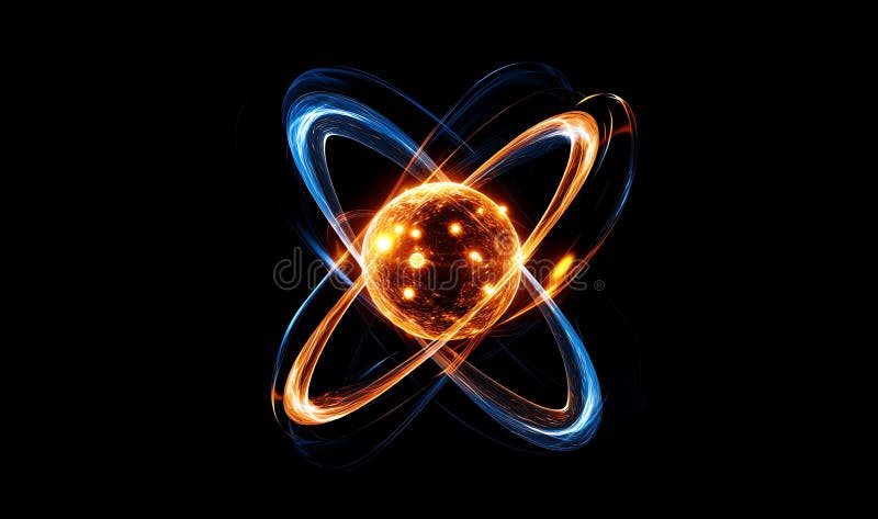 Glowing Atom with Particle Orbits, AI Generated Stock Illustration ...