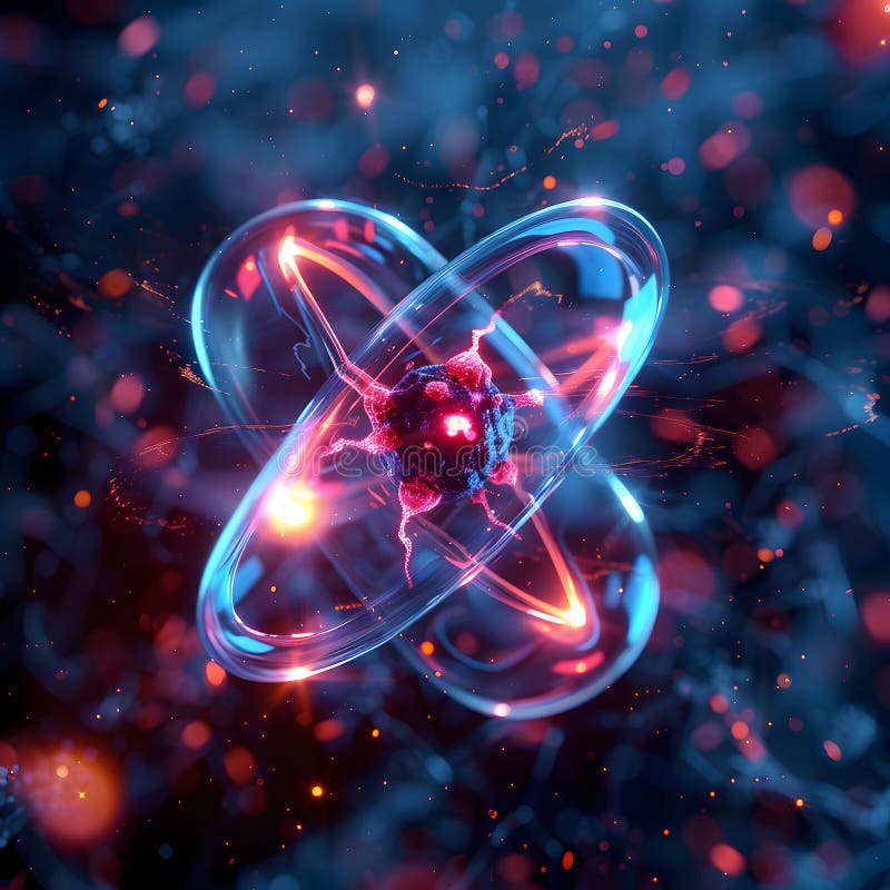 Glowing Atom in Space, Electric Blue and Magenta, in a Circle Pattern ...