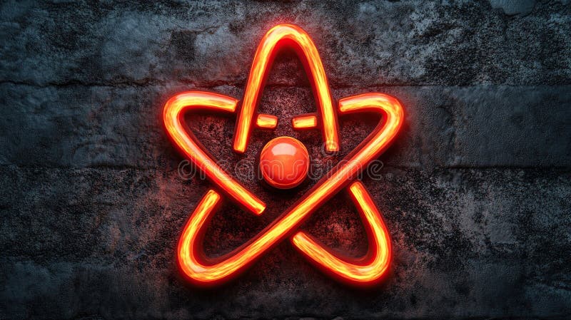 Glowing Atom Symbol on Brick Wall, Science Concept Stock Photo - Image ...