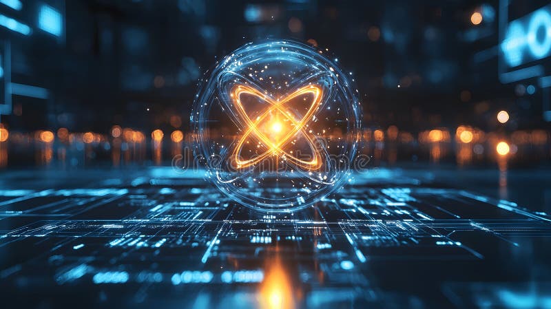 Futuristic Atom Energy Technology Digital Globe Abstract Background AI ...