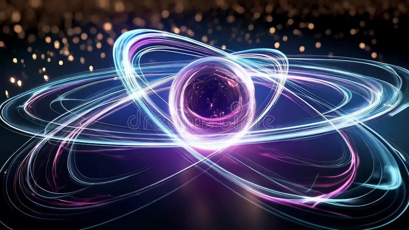 Dynamic Atomic Particle Orbiting Energy Core Stock Footage - Video of ...