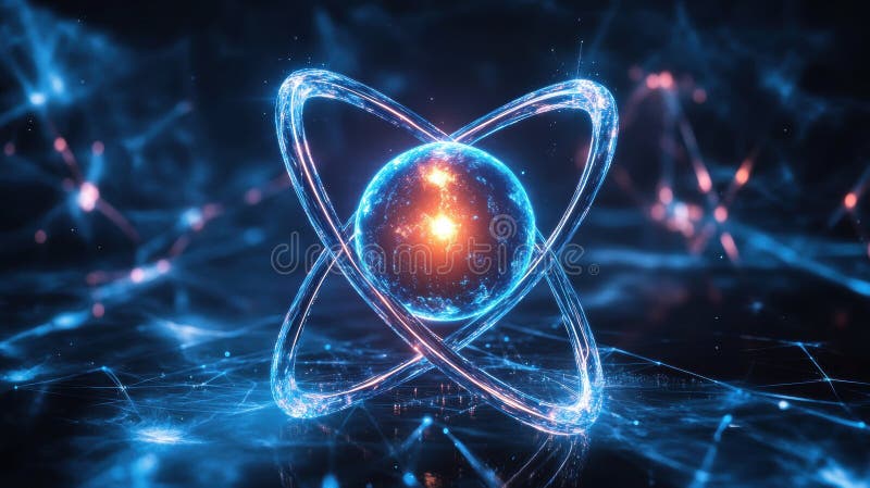 Glowing Atomic Structure with Blue Energy Field in a Futuristic Sci-fi ...