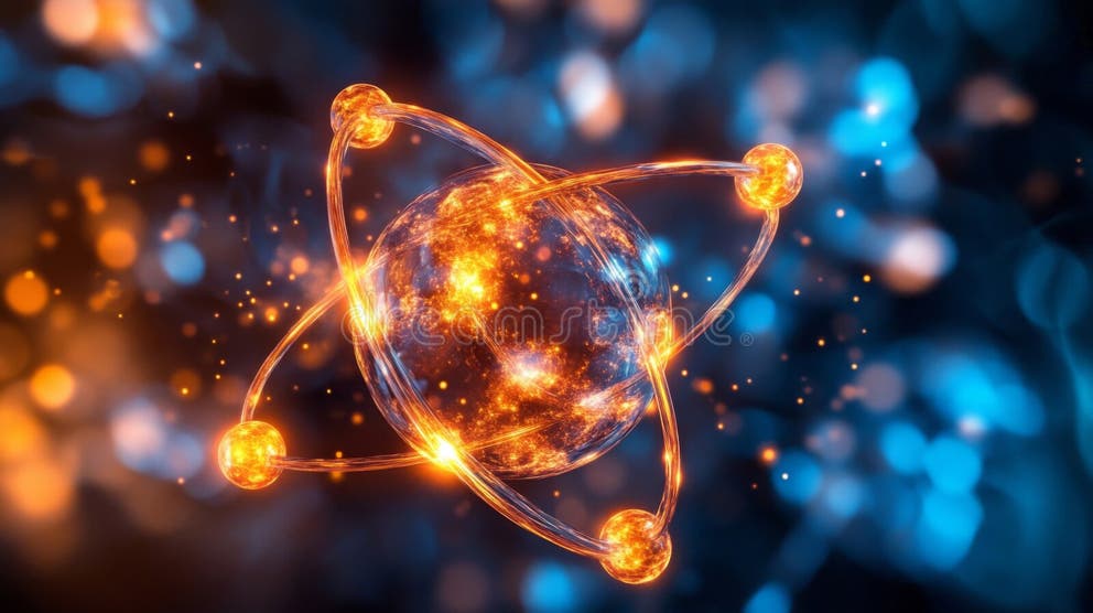 Glowing Atomic Structure with Dynamic Energy and Sparks Stock ...