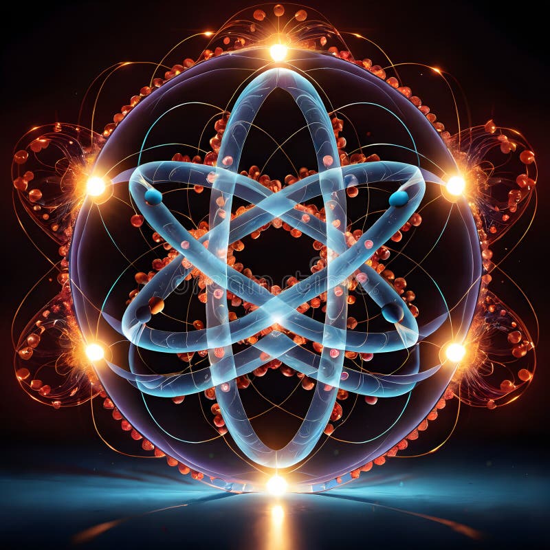 Glowing Atomic Structure with Energy Rings and Particles Stock Image ... Glowing Atomic Structure with Energy Rings and Particles Stock Image ...