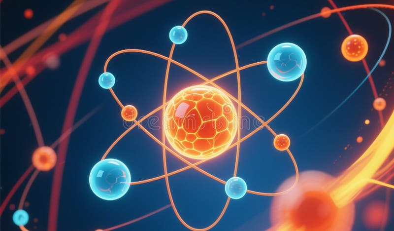 Glowing Atomic Structure with Neon Orbits and Particles Stock ...