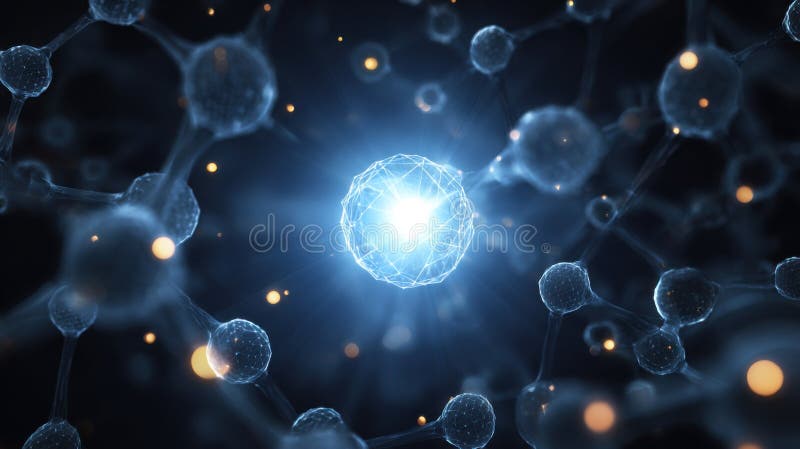 Glowing Atoms Molecular Structure Stock Illustration - Illustration of ...