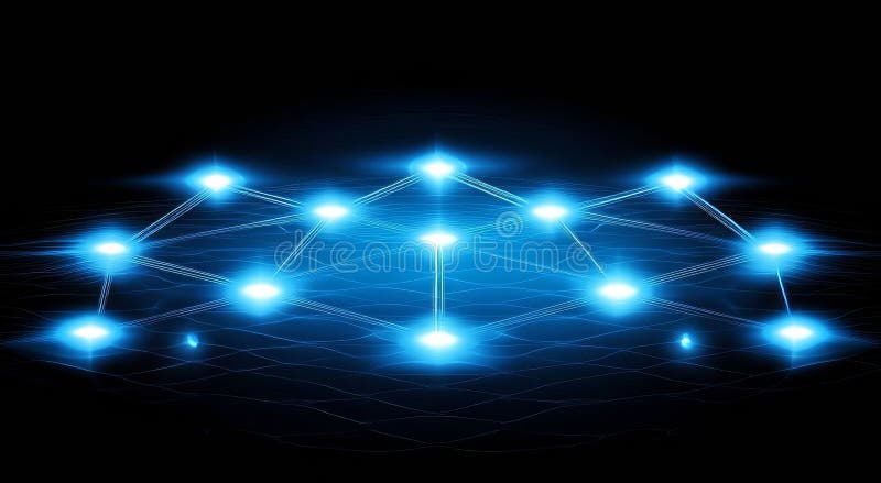 A Glowing Backdrop Accompanies an Abstract Blue Network Connection ...