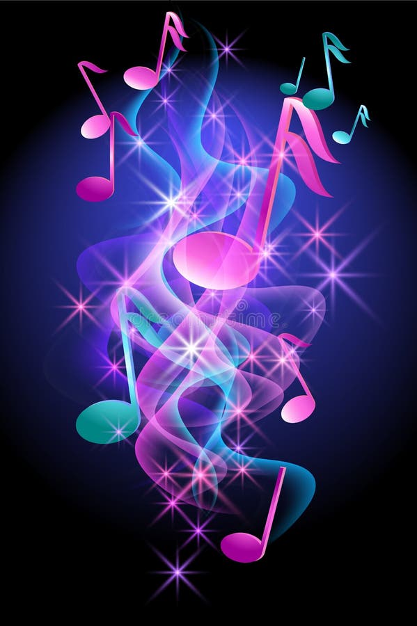 Glowing Background with Musical Notes Stock Vector - Illustration of ...