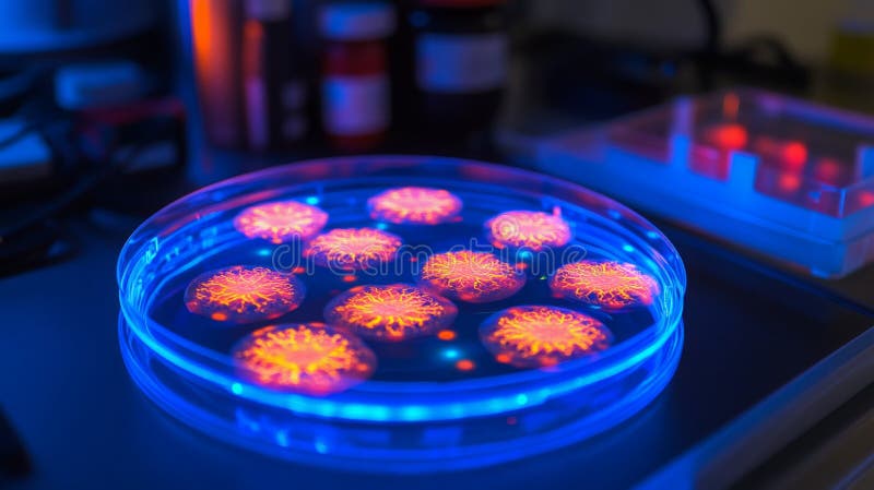 Petri Dish Bioluminescent Bacteria Colonies Stock Photos - Free ...