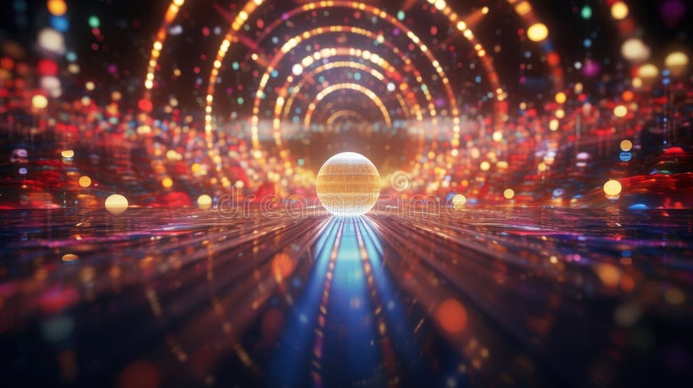 A Glowing Ball with Lights in the Background, AI Stock Illustration ...