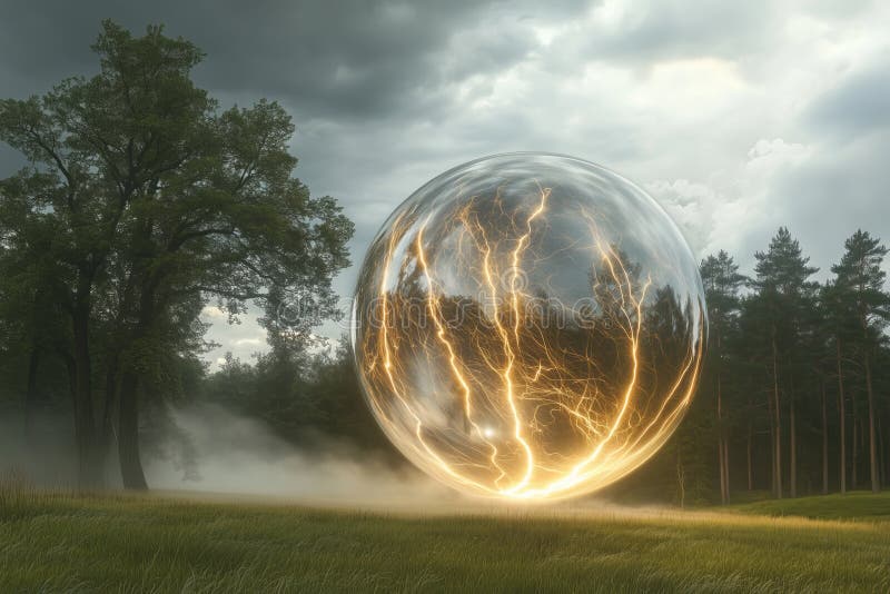 A Glowing Ball Pierced by Lightning Moves in the Middle of the Forest ...