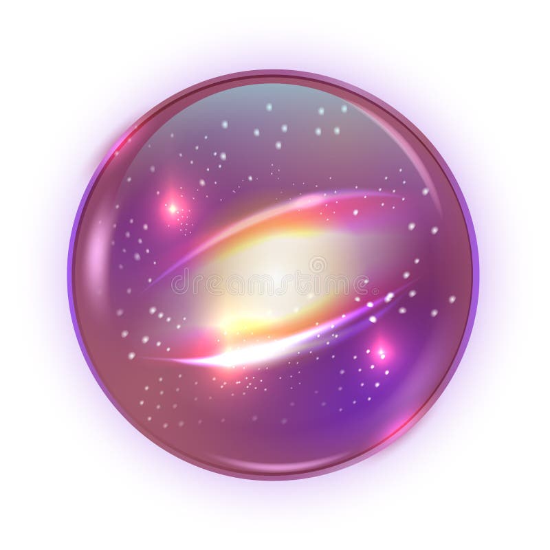 Glowing Ball with Space Galaxy. Realistic Fantasy Orb Stock Vector ...
