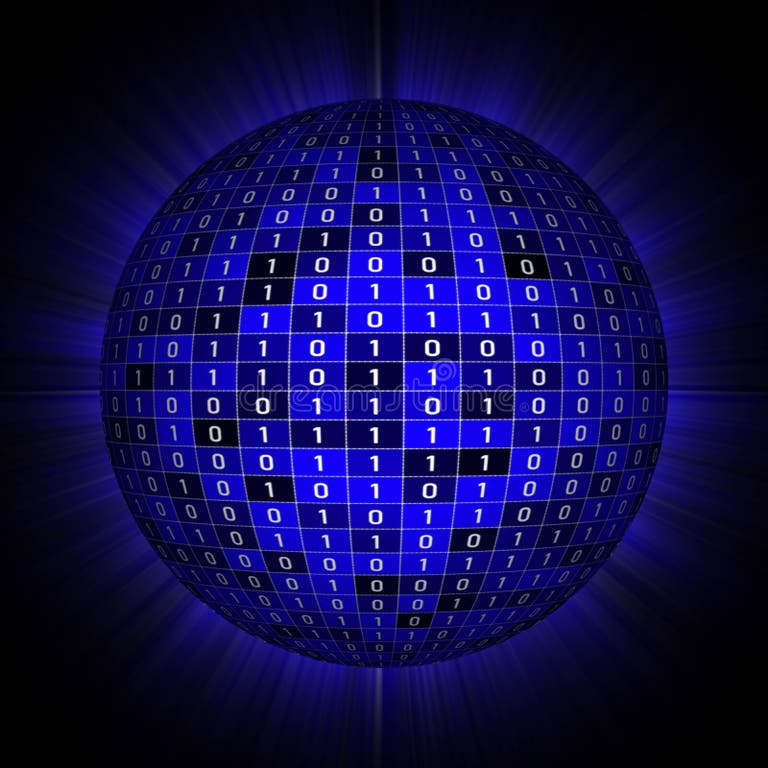 Glowing Ball or Sphere with Random Binary Numbers - Composed of ...
