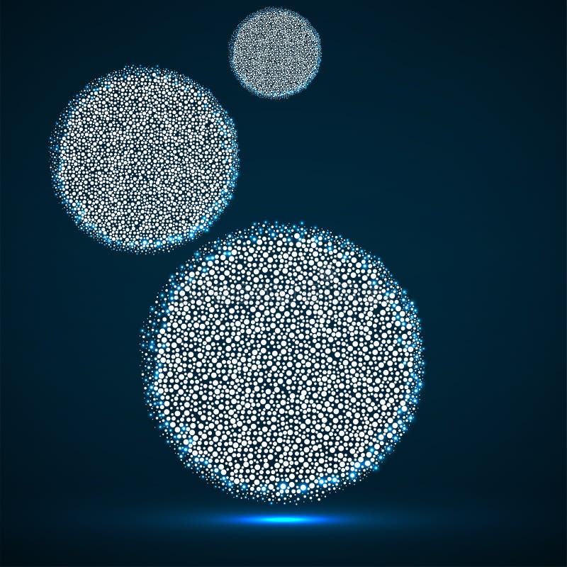 Glowing Balls Dotted Shape, Circles of Chaotic Points Stock Vector ...