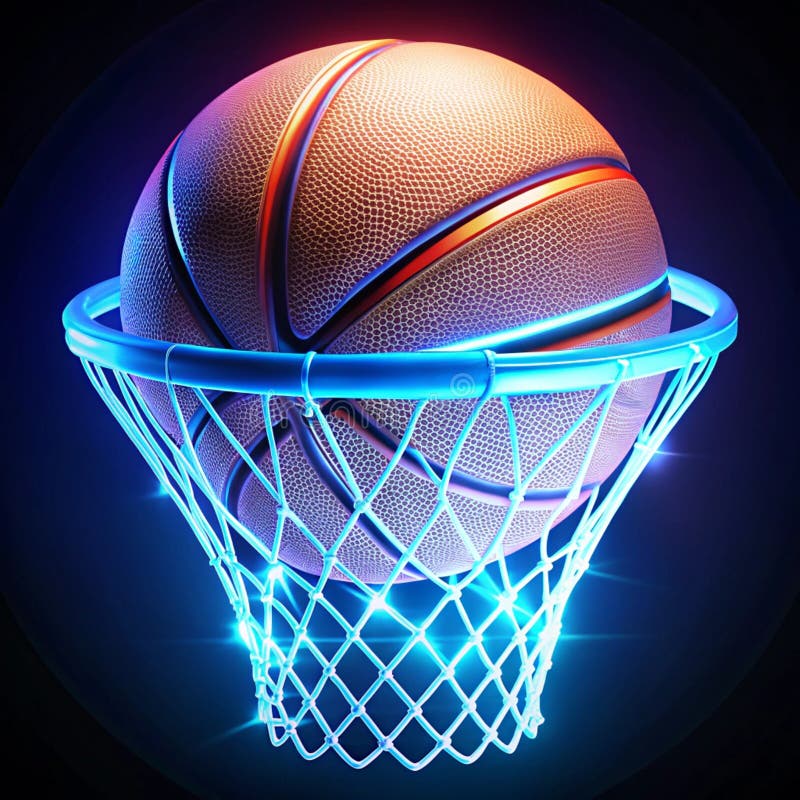Glowing Basketball with Rotating Hoop Net Animation Stock Illustration ...