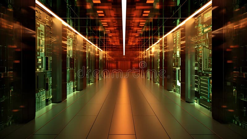 Glowing Beautiful Data Center for Cloud Computing, Generative Ai Stock ...